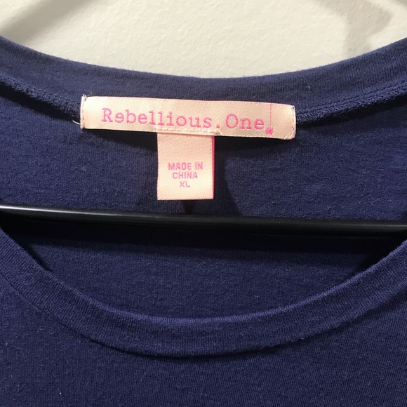 Rebellious One | Tops | Rebellious One Navy Blue Graphic Tshirt | Poshmark